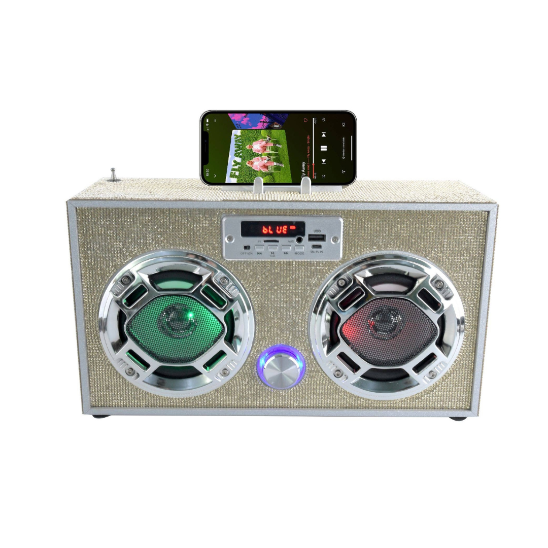 Gold Bling Wireless Boombox with FM Radio – East West Girl