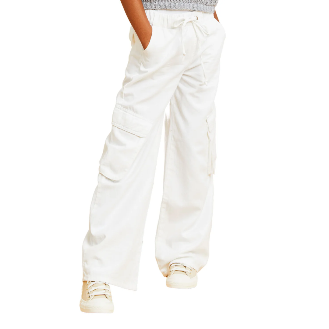 White Cargo Pocket Pull-On Pant – East West Girl