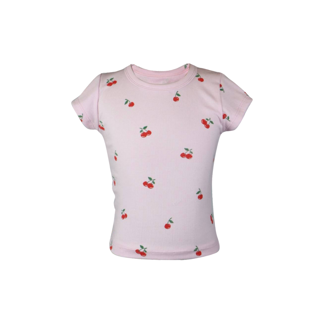 Light Pink Cherry Print Tee – East West Girl